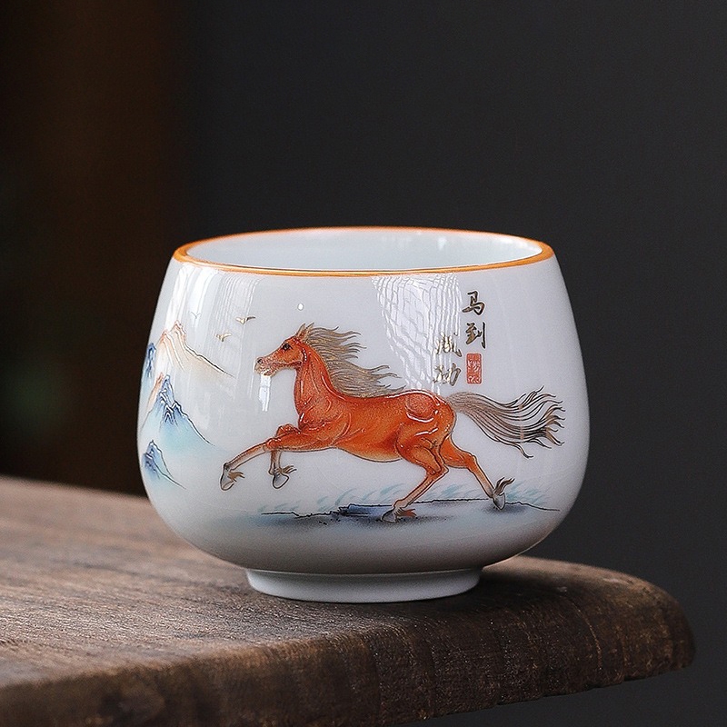 Ceramic Master Teacup Kung Fu Teaset Single Cup Retro Dragon Fish ...
