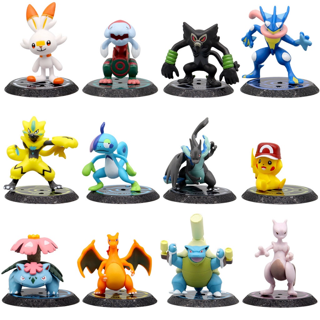 6Pcs/Set New Anime Pokemon Pikachu Charizard Mewtwo Zeraora Scorbunny ...