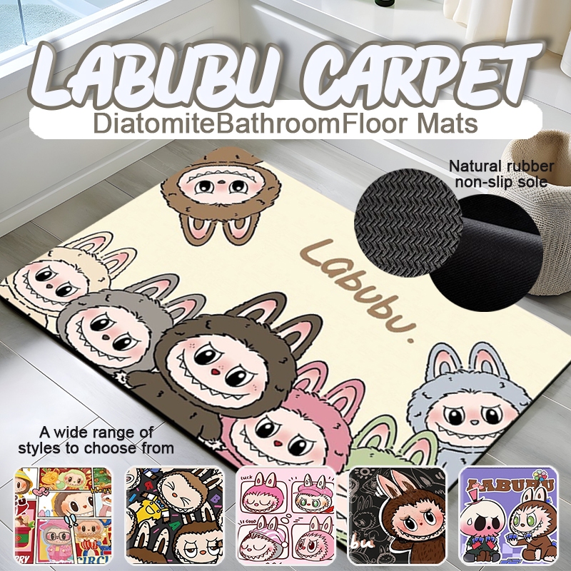 Cartoon Labubu Floor Mat Non Slip Foot Pads Bathroom Absorbent Door Mat ...