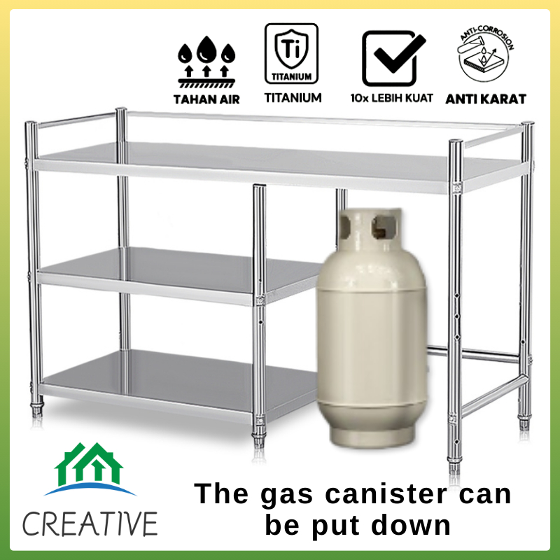 Stainless Steel Gas Stove Rack Steel Table Kitchen Rak Dapur Gas Stove ...