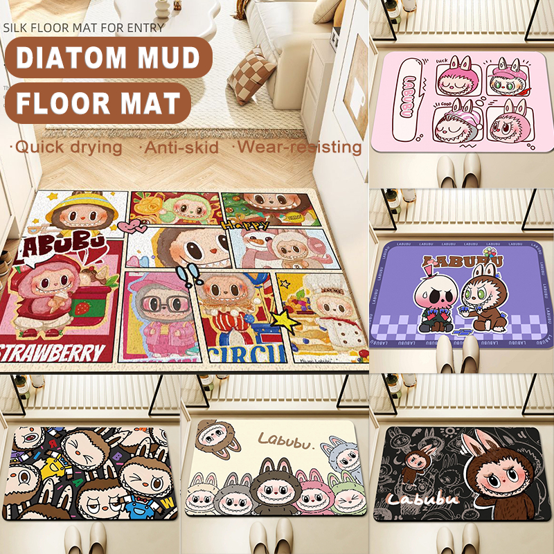 Labubu Floor mat Non-Slip Diatom Mud Pad Kitchen Floor Mat Bath Pad ...