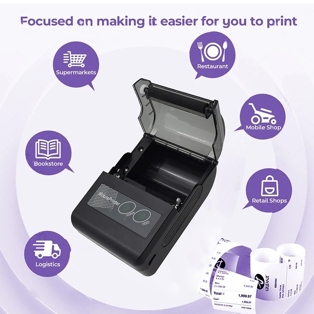 High Quality 58mm Supports USB+Bluetooth Mobile Printer No Ink Portable ...