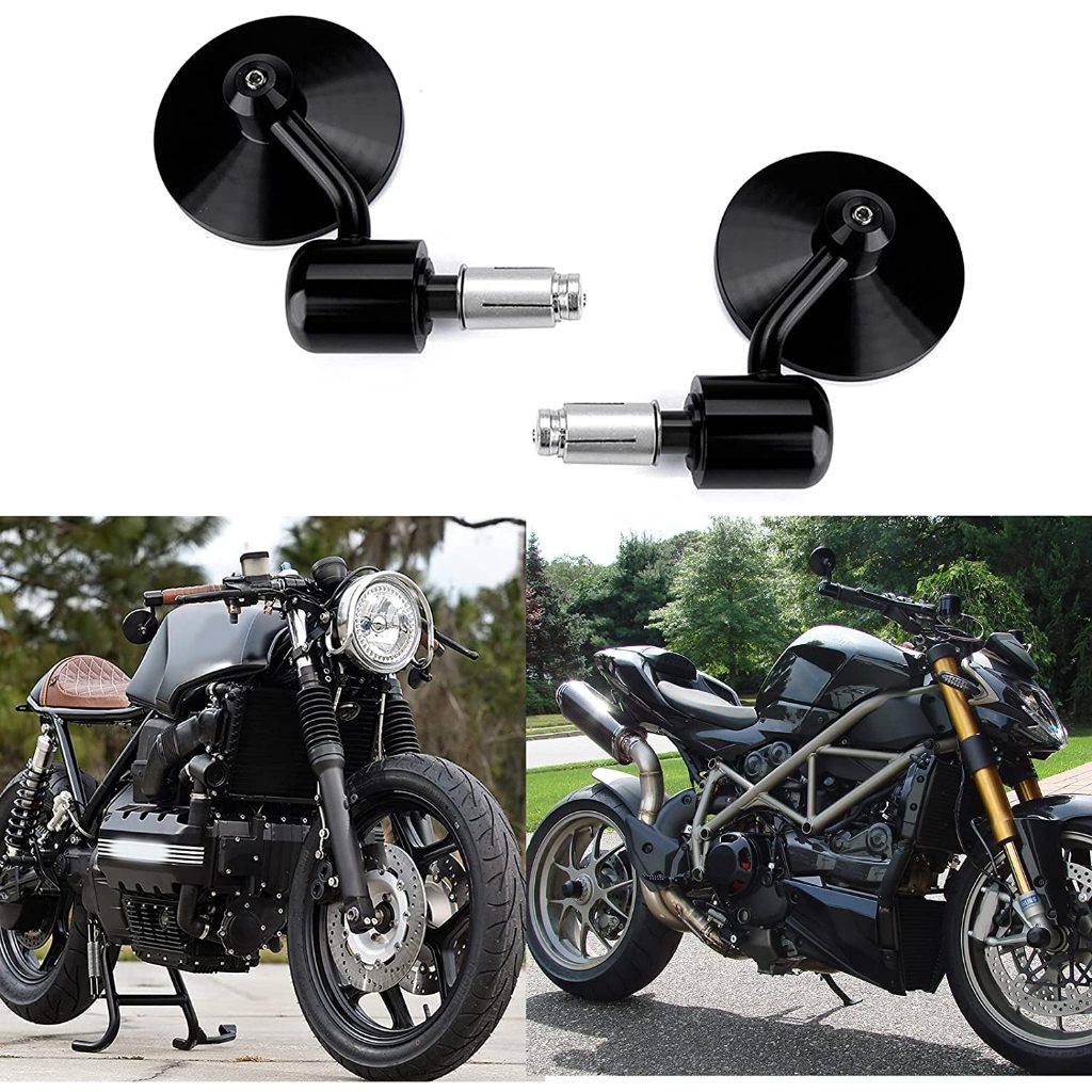Motorcycle 7/8" CNC Handle Bar End Mirrors For Cafe Racer Chopper ...