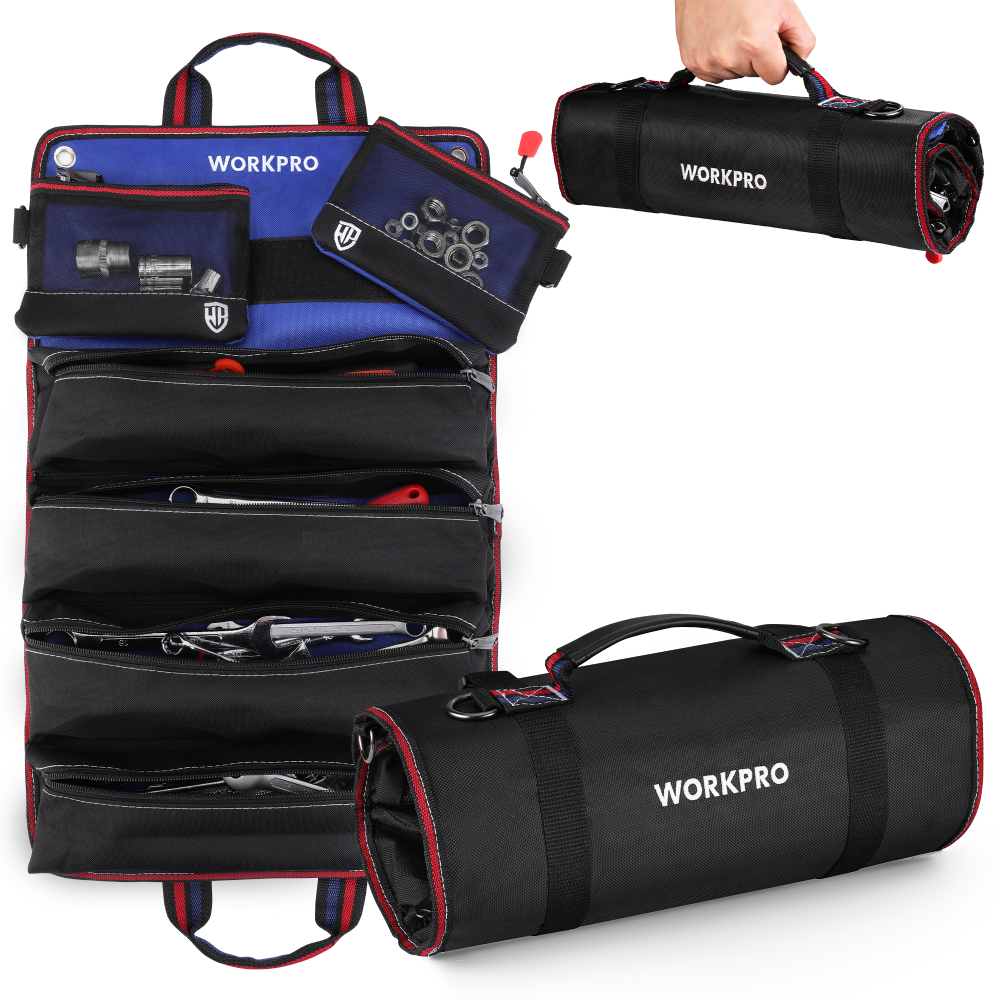 WORKPRO Roll Up Tool Bag Tool Roll Up Bag with Detachable Tool Pouches ...