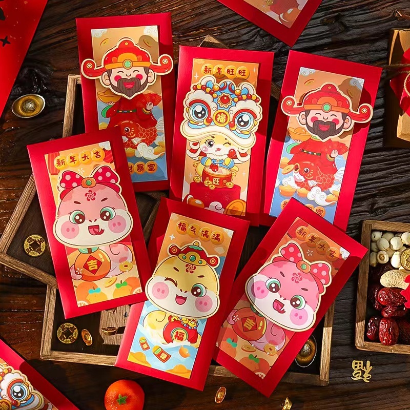 Spring Festival Snake Year Red Packet 2025 New Year Cartoon Three ...