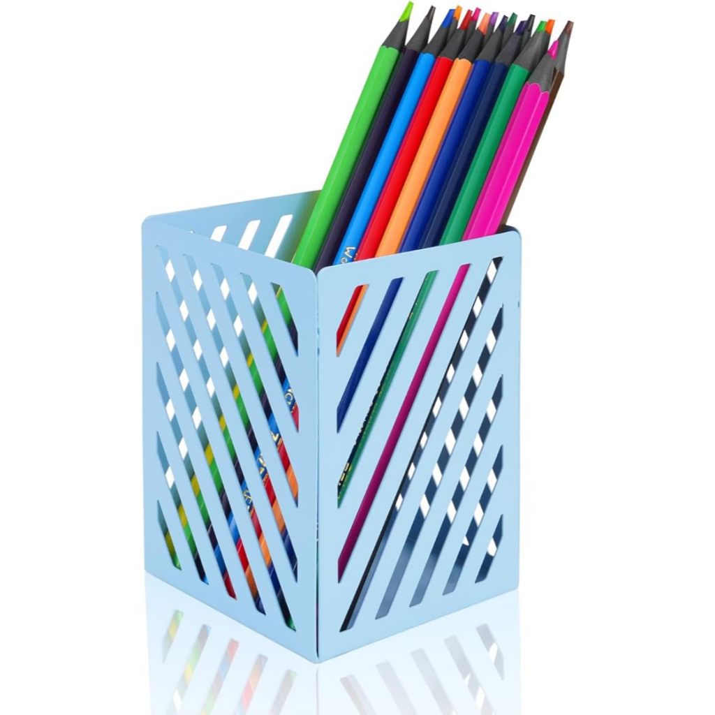 Metal Pencil Organizer Pencil Cup Pencil Holder, Square Cute Pen Stand ...