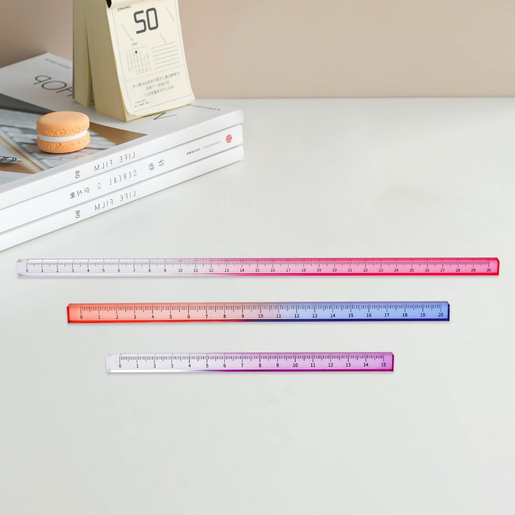 3 Pack Acrylic Clear Ruler, Color Transparent Plastic Ruler, Measuring ...