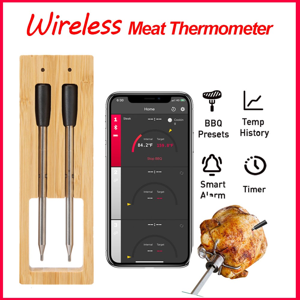Newest Wireless Meat Thermometer Kitchen Cooking Tool Oven Grill BBQ ...