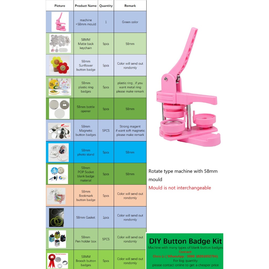 DIY button badges kit button badge machine with many types of button ...