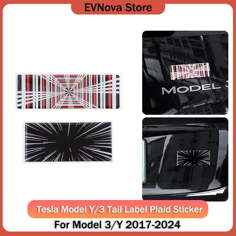 For Tesla Model Y Model 3 Tail Label Plaid Time Tunnel Rear Door Tail ...