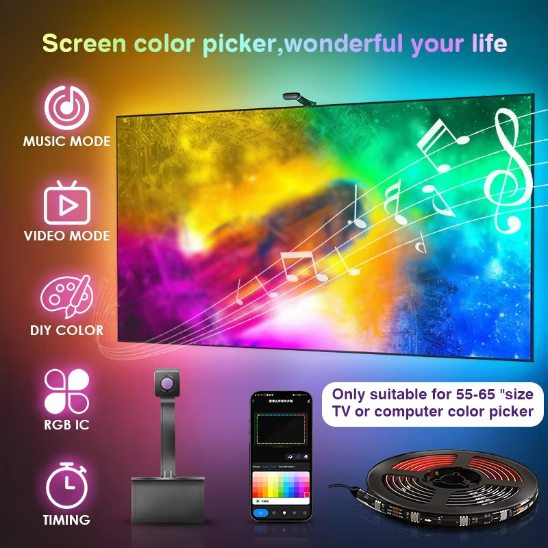 RGBIC Bluetooth Immersion TV Backlight Led Strip Light Music Vedio Sync ...