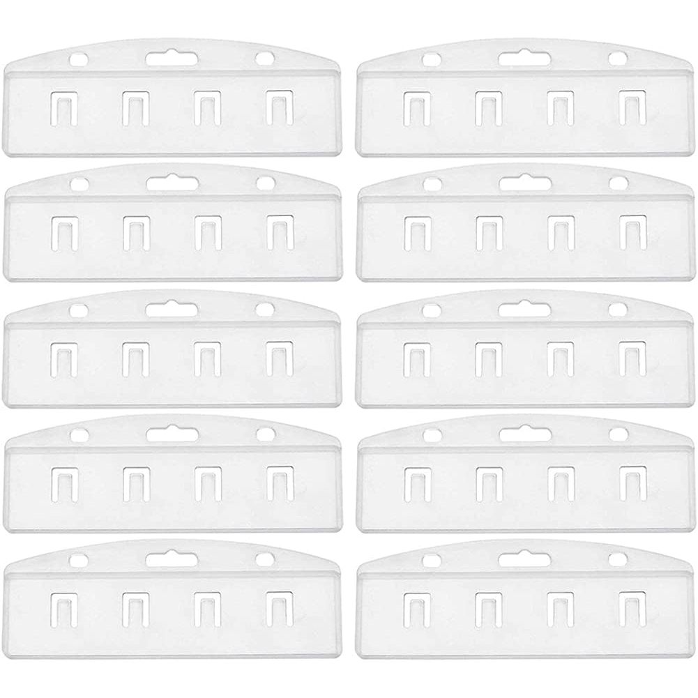 10 Pcs Horizontal Half Card Badge Holder Frosted Plastic ID Card Holder ...