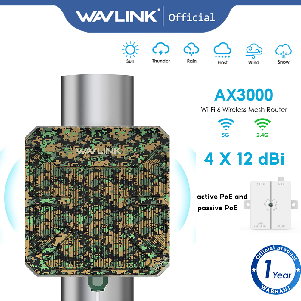 WAVLINK WiFi6 Outdoor Access Point, Dual Band 2.4G+5G AX3000 Long Range ...