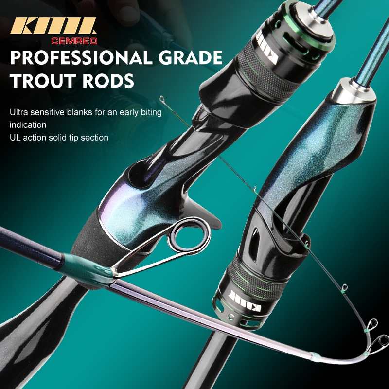 CEMREO Professional Trout Fishing Rod Spinning Casting Fishing Rod Solid Tip Lightweight Carbon ...