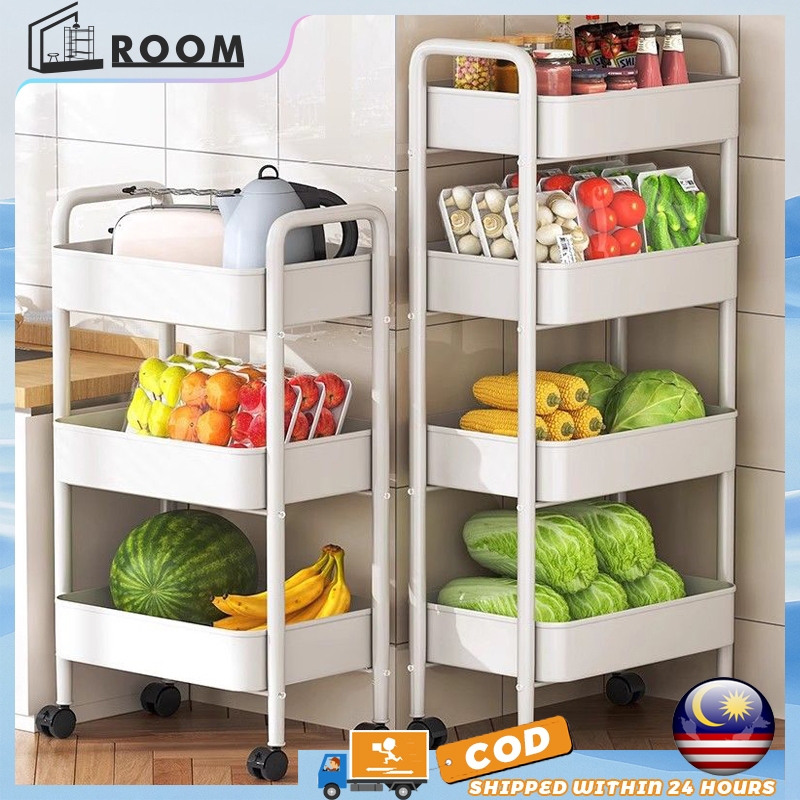 100%Full Steel Metal Trolley 3 Tier Trolley Storage Rack Kitchen Rack ...