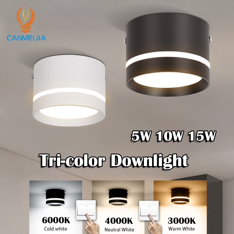 Tri-color Downlight Led Surface Ceiling Light 5W 10W 15W Spotlight ...