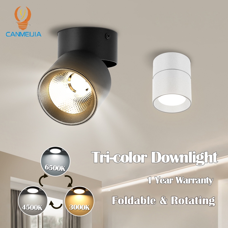 Tri-color Foldable Downlight Spot Light Surface Mounted Lampu LED ...
