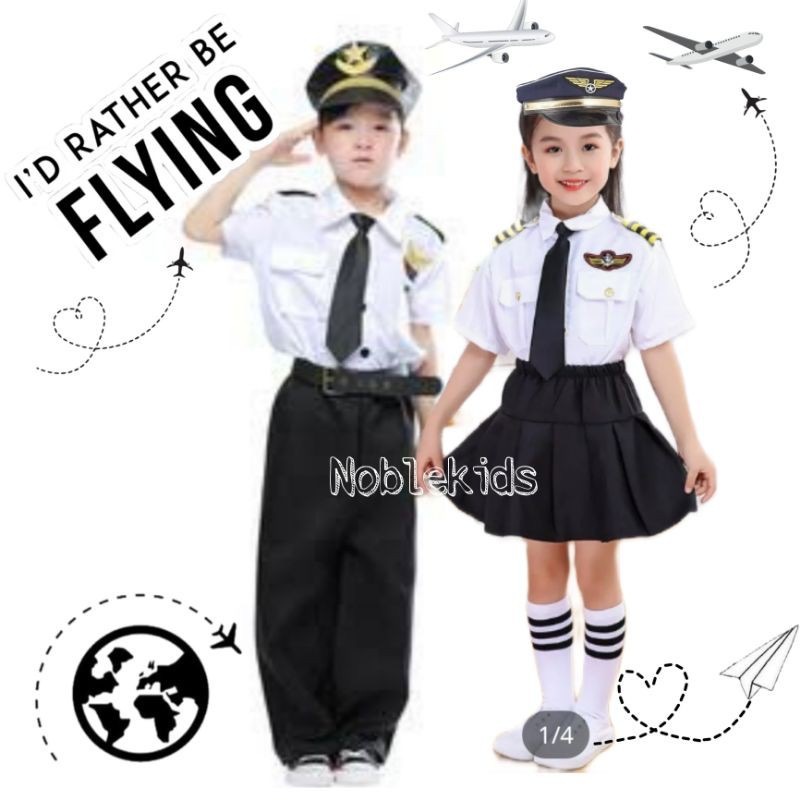 Pilot Career Costume For Kids Flight Attendant Role Play Boy Girl ...