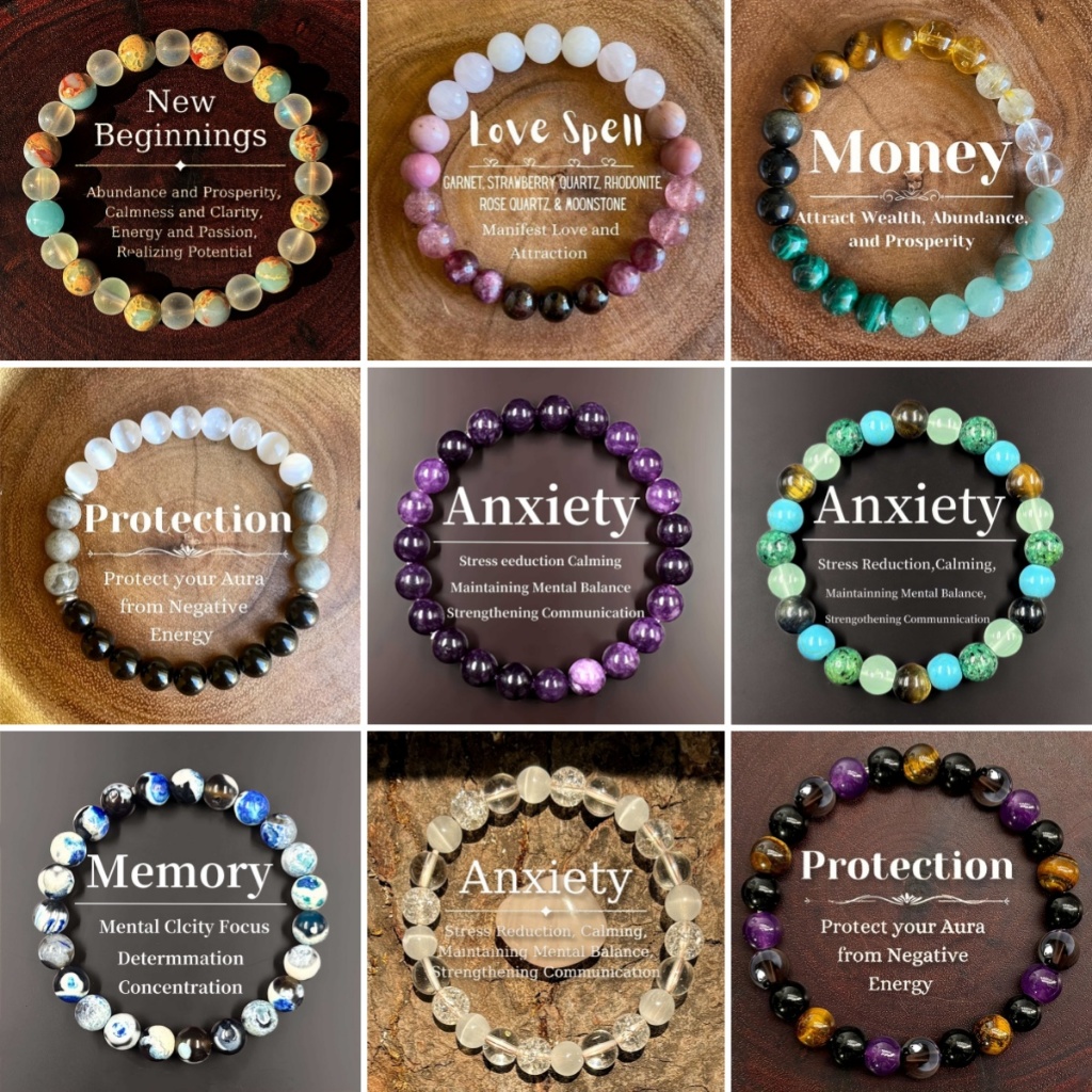 8mm Natural Stone Bracelet Sets Rose Pink Quartzs Turquois Amethysts ...