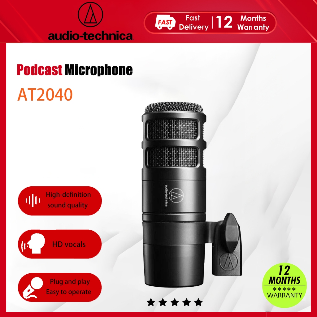 Audio Technica AT2040 Supercardioid Dynamic Podcast Microphone, XLR ...