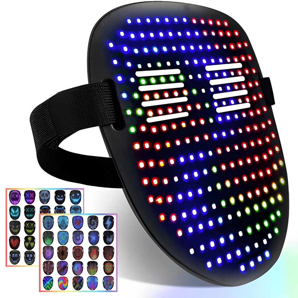 LED Mask USB Rechargeable LED Mask with Gesture Sensing LED Lighted ...