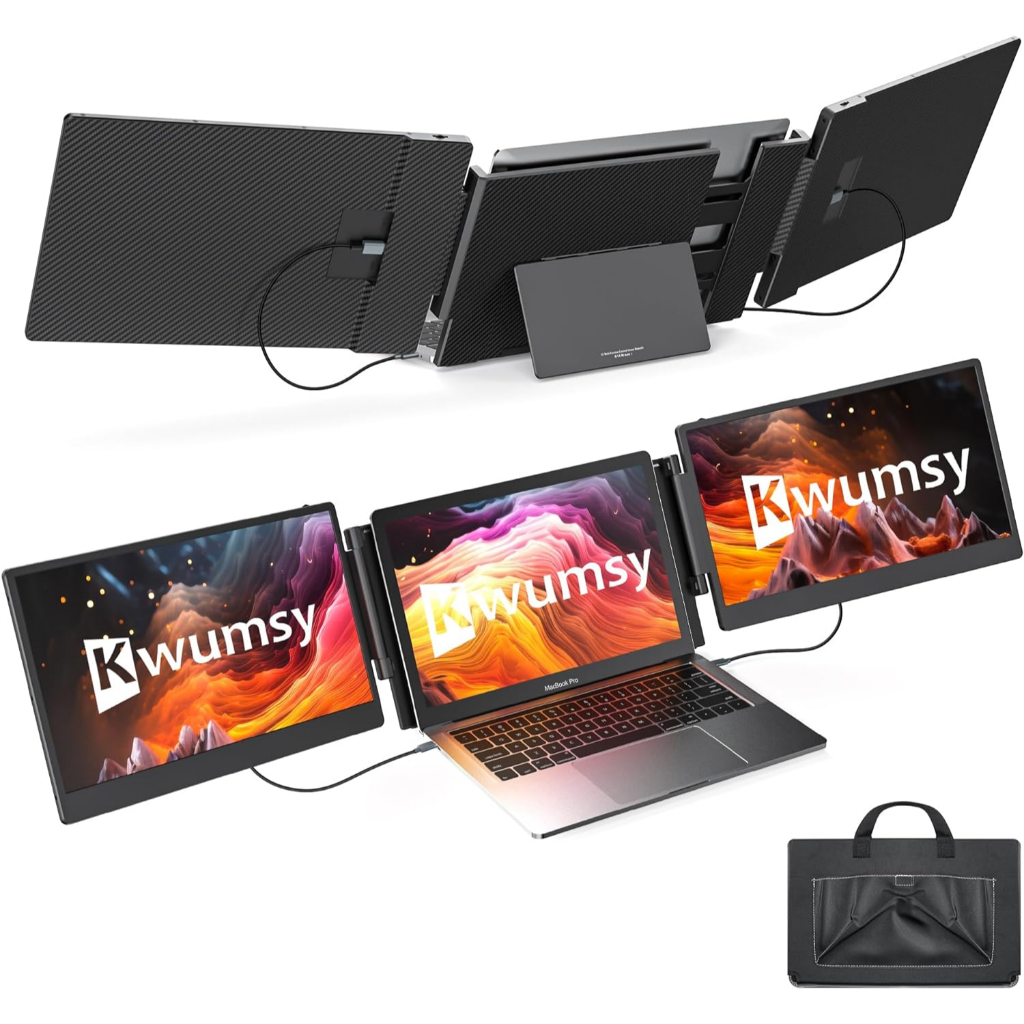 14" Laptop Screen Extender, S3 FHD 1080P IPS Triple Portable Monitor ...