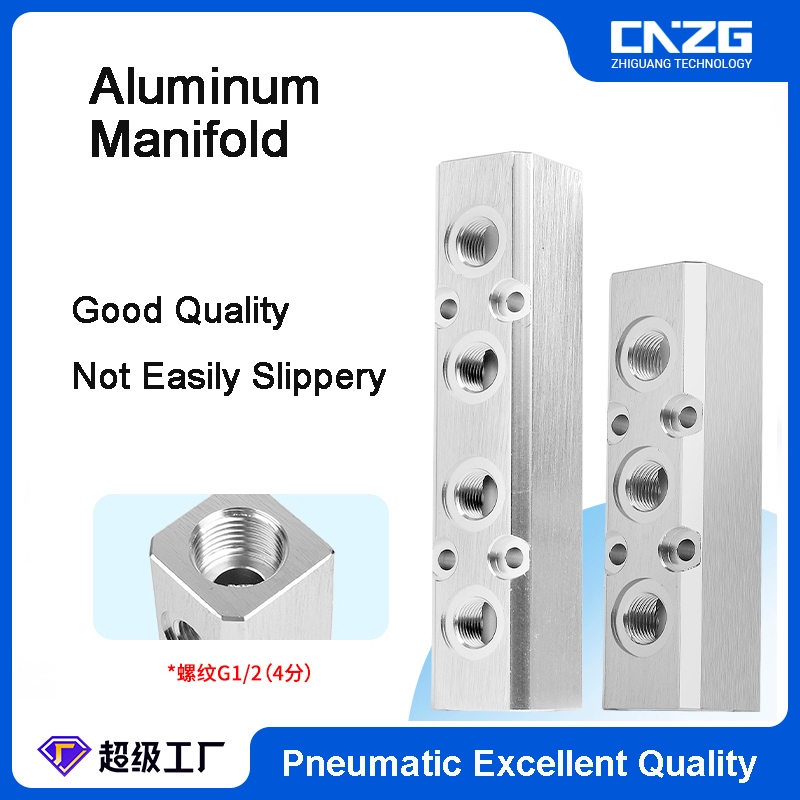 Silver Pneumatic Air Manifold Aluminium Splitter Distributor Connector ...