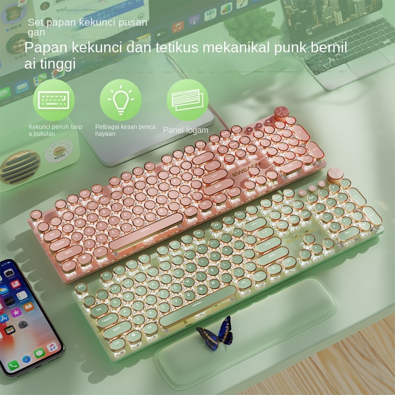 V20 Gaming Mechanical Keyboard Bluetooth Office Steampunk Rose Gold ...