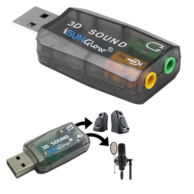 Computer External USB Sound Card 3D Audio Adapter 5.1 Channel Hifi 3D ...