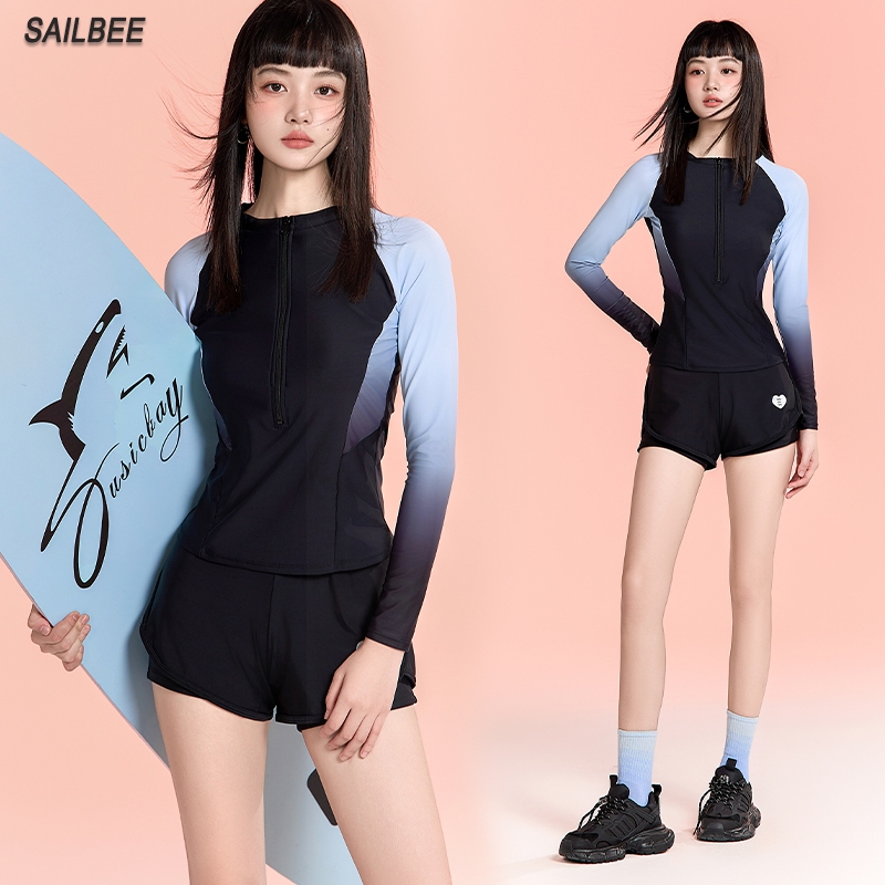 SAILBEE Long-Sleeved Sunscreen Swimsuits for Women Surfing Swimwear ...