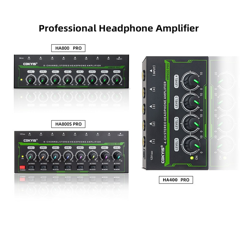 HA400/HA800/HA800S PRO 4/8 CH Stereo Headphone Amplifier 6.3mm Separate ...