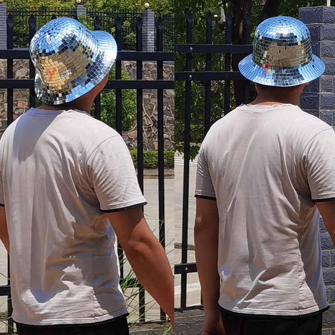 Disco Mirror Hat Laser Bucket Hat New Style Prom Party Mirror ...