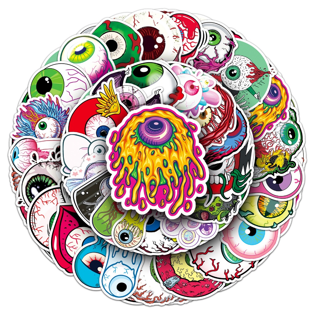 New 50Piece Terrifying Halloween eyeballs Stickers Waterproof DIY For ...