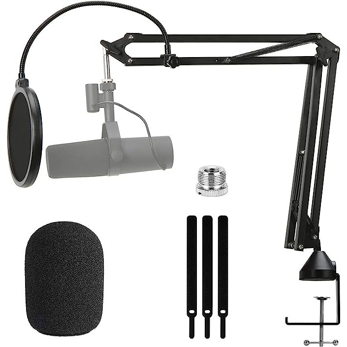 Shure SM7B Boom Arm with Pop Filter - Heavy Duty Shure SM7B Stand ...