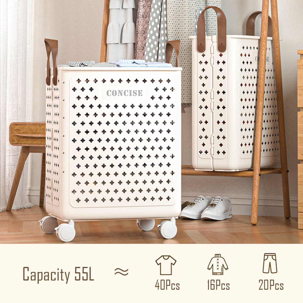 55L large capacity square laundry basket foldable Breathable 脏衣篮 ...