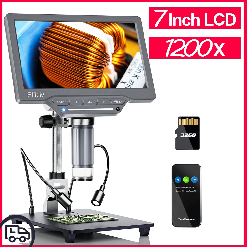 DM201 SE 7'' 1200X LCD Digital Microscope 12MP Coin Microscope with ...