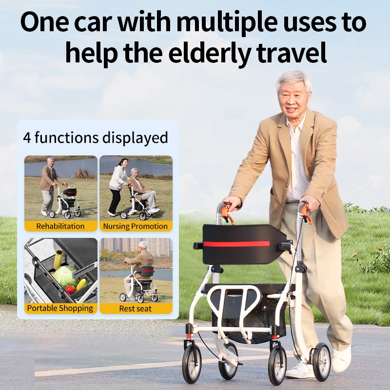 3 in 1 Walker Wheelchair Combo - Foldable Aluminum Rollator with ...