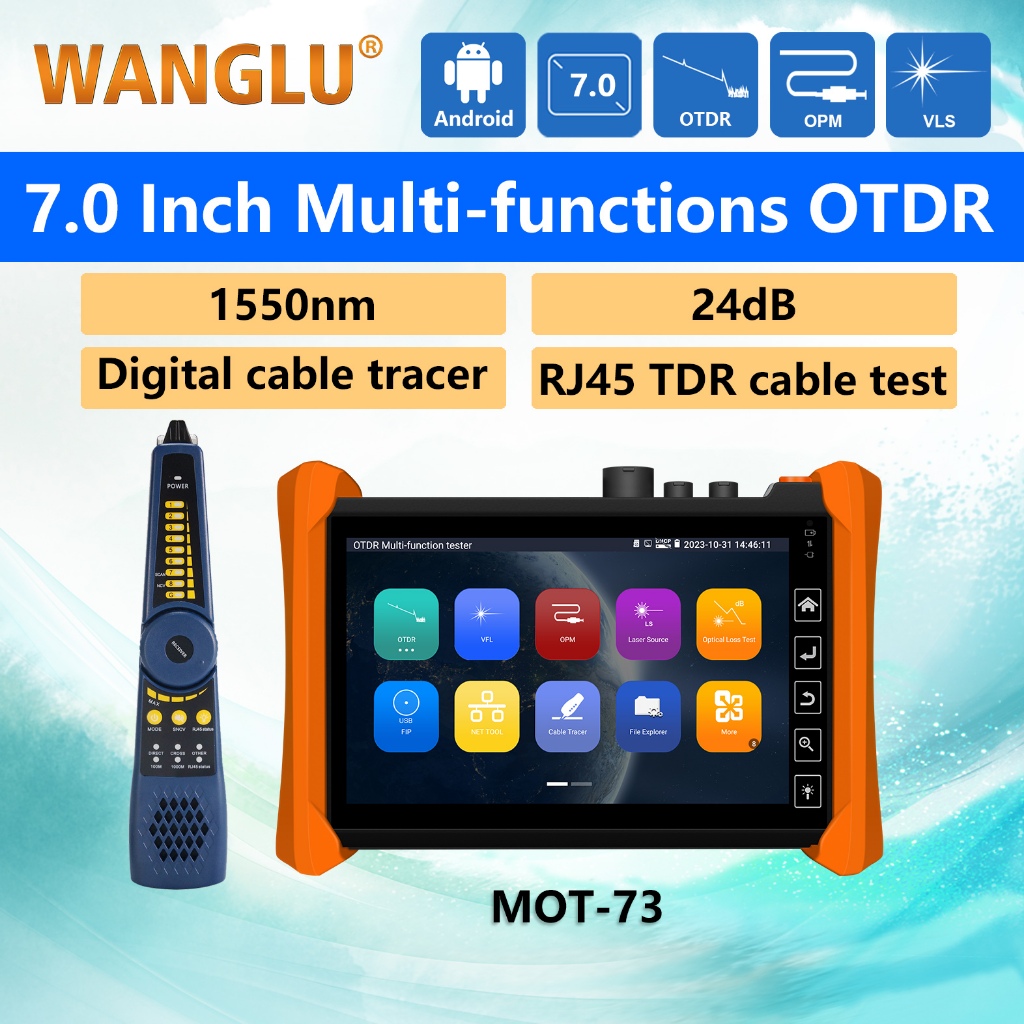 WANGLU OTDR 7 Inch MOT-73 Special Price 1550nm 24dB Optical Fiber ...