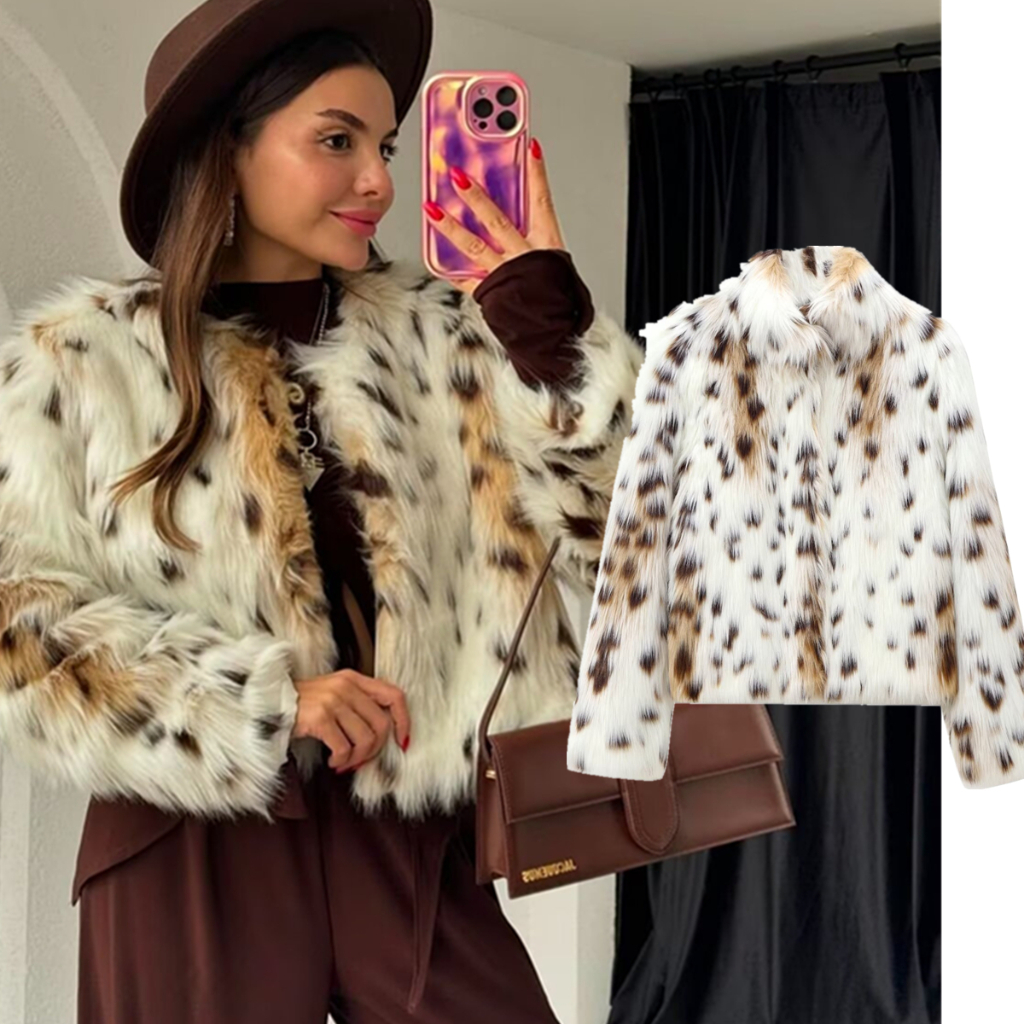 Jenny&Dave WInter Coat Minimalist Ladies Simple Leopard Print Jacket ...