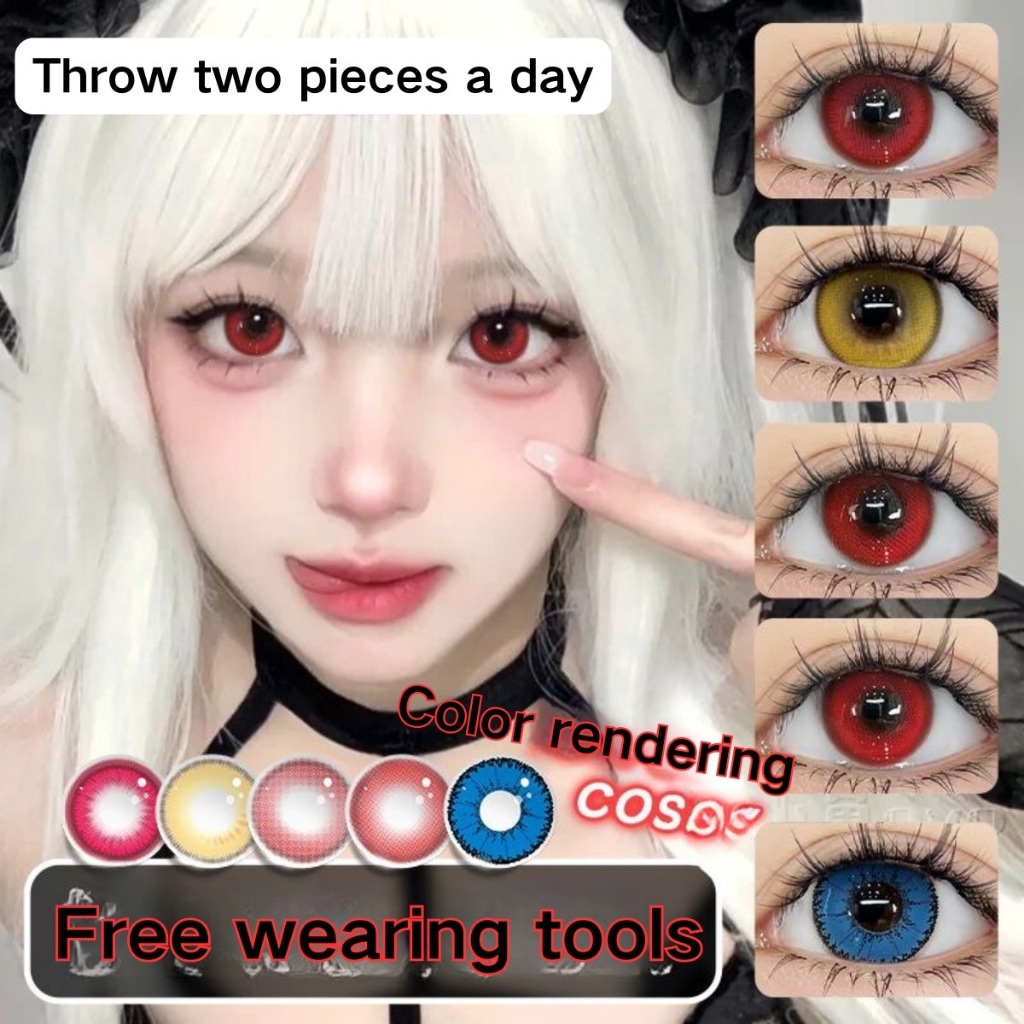 Red Contact Lenses for Anime Cosplay Halloween Party Costume Colorful ...