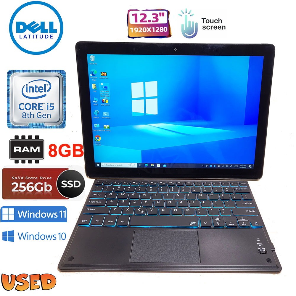 Dell Latitude 5290 Tablet 256GB SSD 8GB RAM 2in1 PC Intel Core i5 8th ...