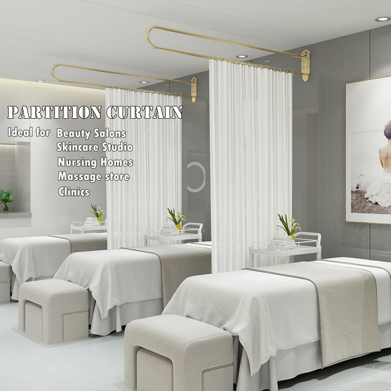 Beauty Salon Partition Curtain U shaped curtain rod Iron Art Beauty ...