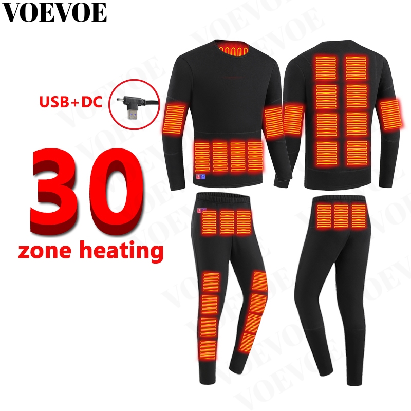 VOEVOE Heated Underwear Set, 30 Areas Heating Battery Powered Winter ...