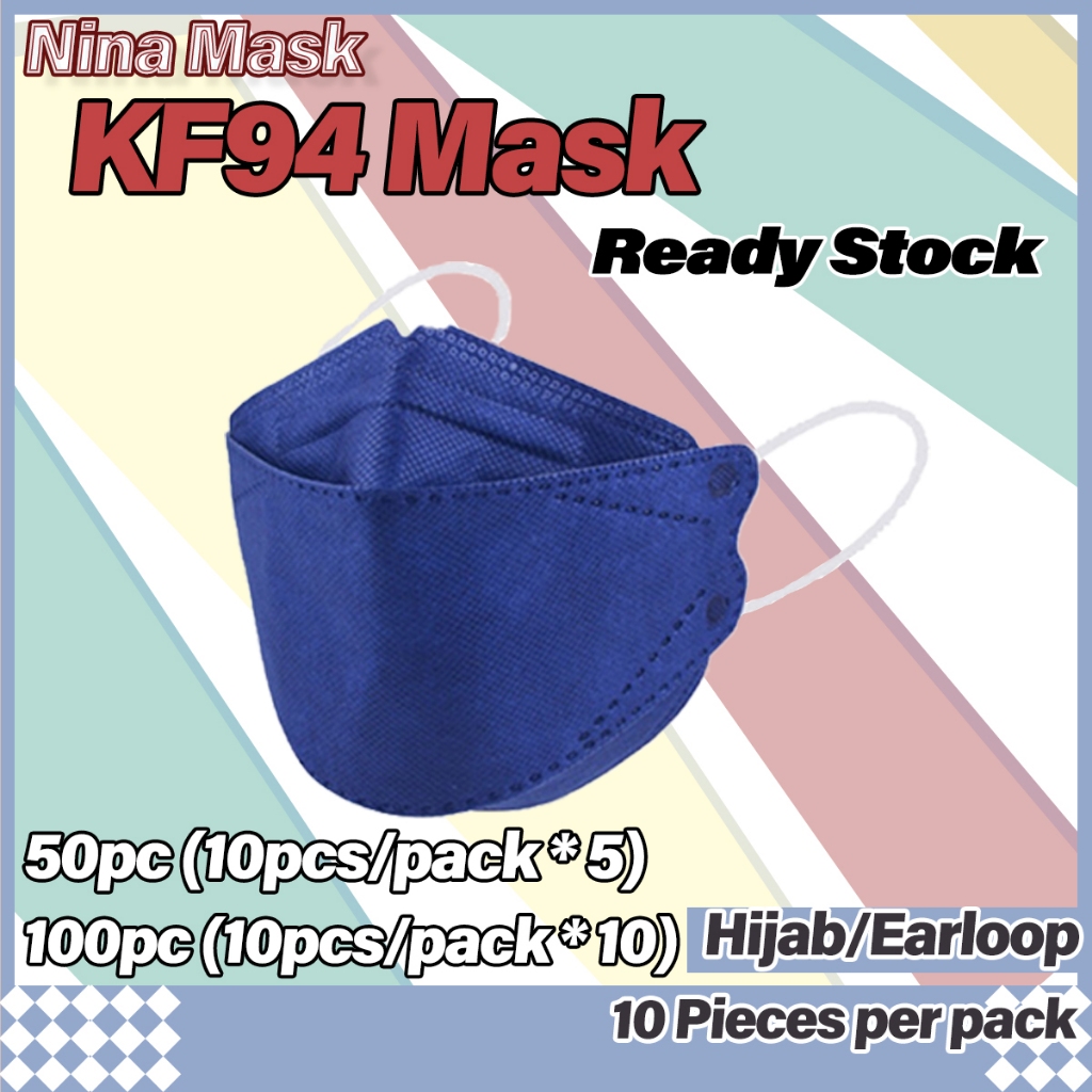 [Ready Stock] Hijab KF94 4ply Mask Earloop Headloop 50pcs / 100pcs ...