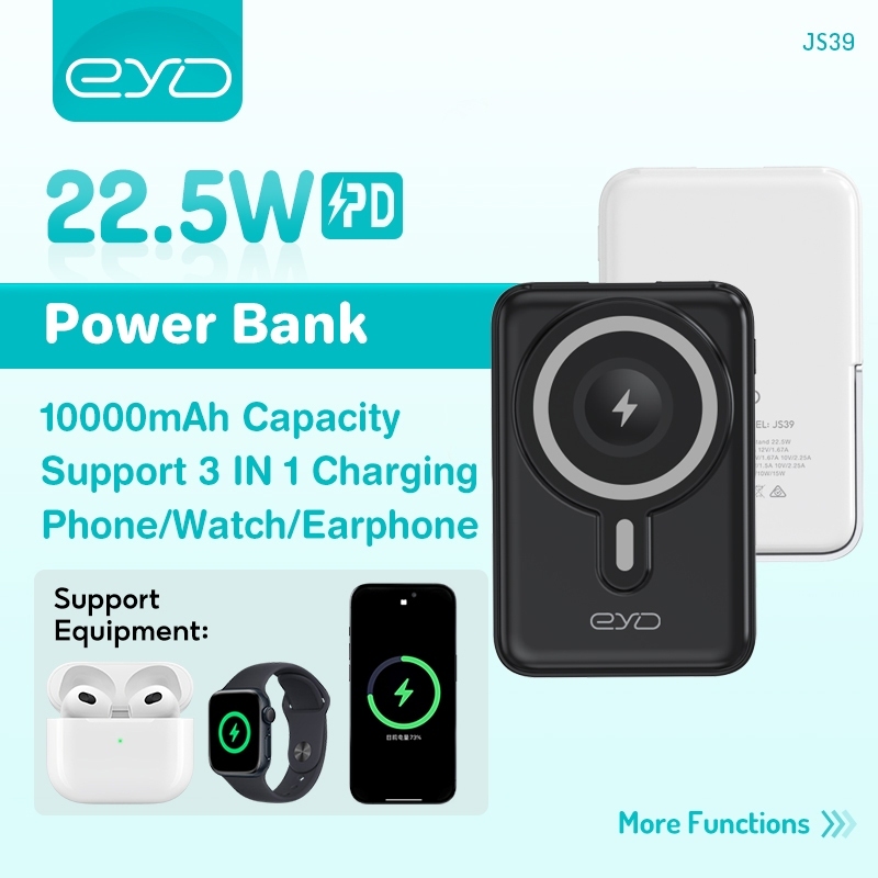 EYD JS39 Magnetic 10000mAh Wireless Powerbank N52 Strong Magnetic Force ...