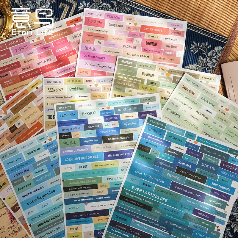 Text Series Sticker Package Retro DIY Text Material Stickers Washi ...