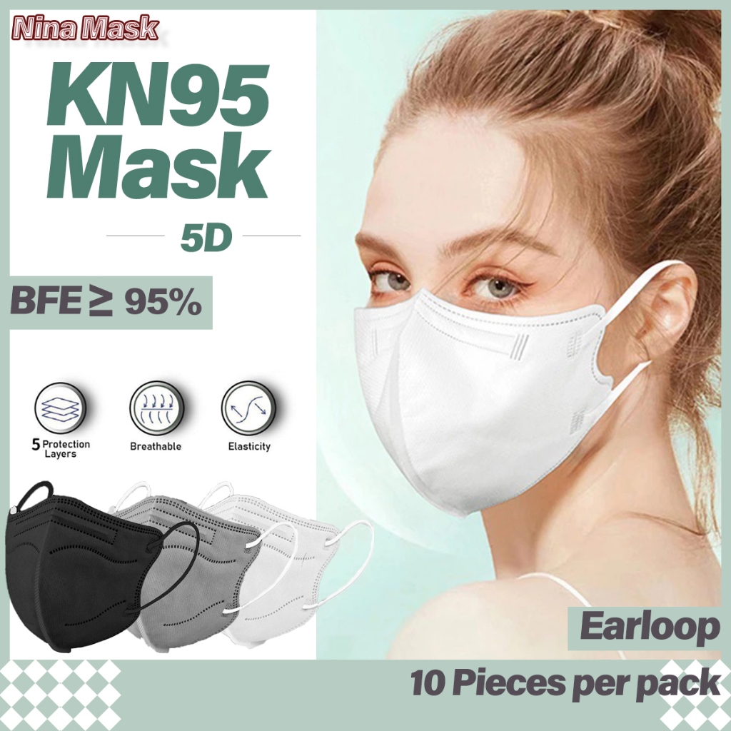 (KN95 5D Korean)5PLY Duckbill mask 10PCS kf94 n95 beautiful Strong & Comfy EarLoop ...