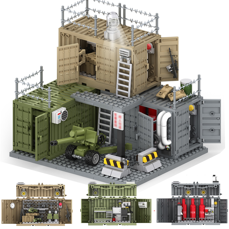 4-in-1 Armed Soldiers Military Weapons Container Barracks Base Building ...