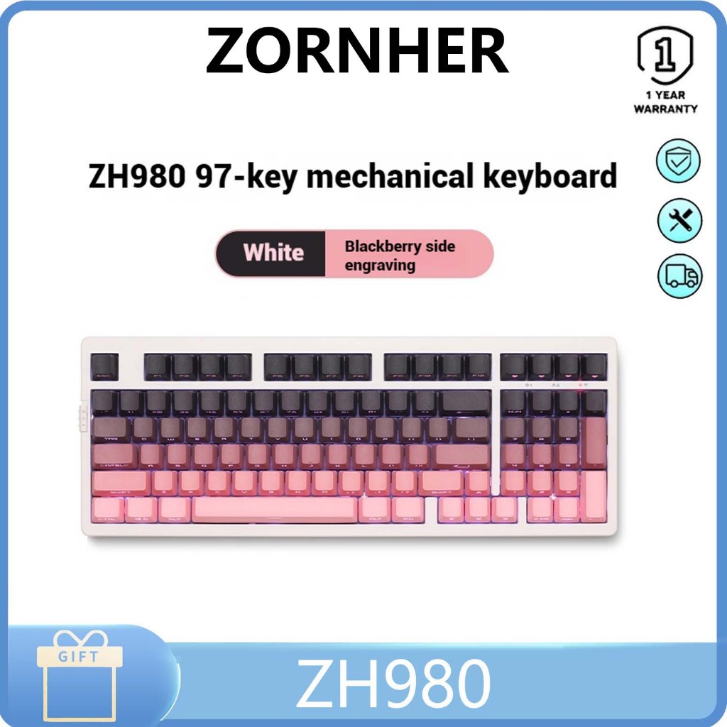 Zornher ZH980 blackberry side engraved mechanical keyboard Wired ...