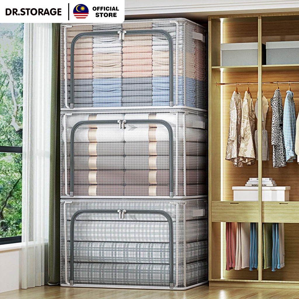 DR.STORAGE 24L/66L/100L Foldable Storage Box Organizer Kotak Baju ...